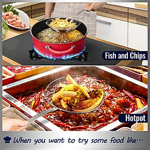 TENTA TENTA KITCHEN Stainless Steel Skimmer Strainer, Wire Skimmer with Spiral Mesh Bamboo Handle Spoon/Ladle for Spaetzle/Pasta/Chips (1pc M Size)