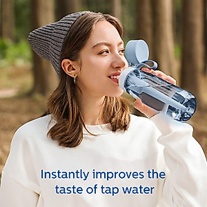 Philips GoZero Everyday Filtered Water Bottle with Philips Everyday Water Filter, BPA Free, Purify Tap Water into Tastier Healthy Drinking Water, Tritan Plastic, 36 oz Tritan, Navy Blue