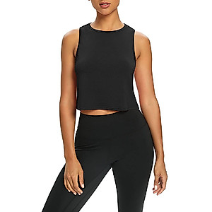 Mippo Workout Crop Tops for Women Open Back Tank Tops for Women Flowy Athletic Tops Tennis Tops Gym Tanks Backless Yoga Tops for Women Mesh Workout Tops for Women Black L