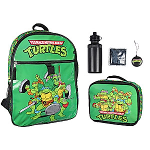Nickelodeon Teenage Mutant Ninja Turtles Team Leonardo Raphael Donatello Michelangelo 5 PC Backpack Lunchbox Icepack Water Bottle