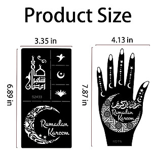Xmasir 10 Sheets Henna Tattoo Stencil Kit Ramadan Tattoo Templates Eid Temporary Tattoos Stickers Reusable Set for Body Art Paint