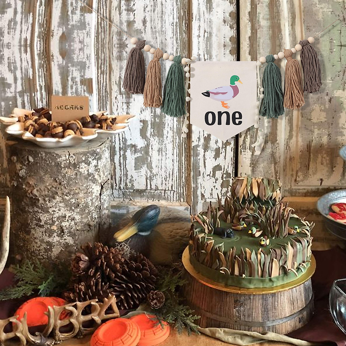 Lucky Duck Tassel High Chair Banner - Mallard Duck 1st Birthday Party Decorations, Duck Hunting 1st Birthday High Chair Tassel Banner, Duckling Baby Shower Party Decorations, A Lucky Duck Themed