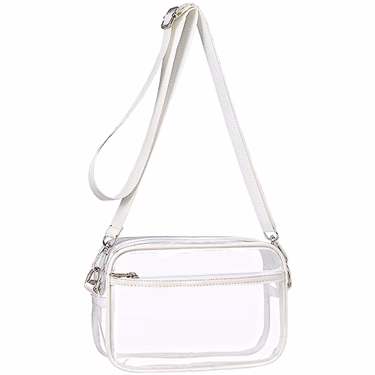 PACKISM Clear Purses for Women Stadium - Clear Bag Stadium Approved Crossbody Bag with Adjustable Strap for Concerts Sporting Events, White