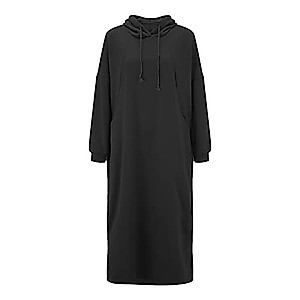 LKPJJFRG High Waist Smocked Flowy Tiered Mixi Dress Layered Empire Waist Tunic Dress Tie Waist Slim Fit Slit Maxi Dress Black