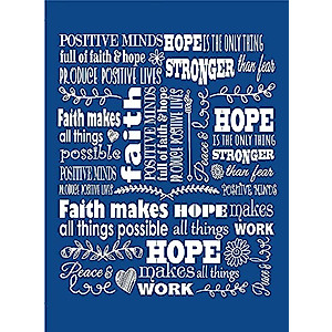 Chanasya Hope and Faith Gift Throw Blanket - Cozy, Warm and Fluffy Sherpa - Sends Positive Energy, Inspirational Uplifting, and Comfort for Best Friend, Women, Men, and Partner (65x50 inches) Blue