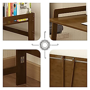 HollyHOME Bamboo Writing Desk with Baffle, 33.07"(L) x16.93(W) x31.50(H), Study Computer and Laptop Desk, Home Office Desk, Freestanding Portable Dressing Gaming Table for Apartment, Bedroom