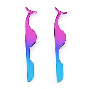 2pcs Eyelash Applicator Tool Eyelash Tweezers Lash Tool for False Lashes Lash Tools for Eyelash Extensions Fake Eyelash Applicator Lashes Clip Eyelash Tweezer Set