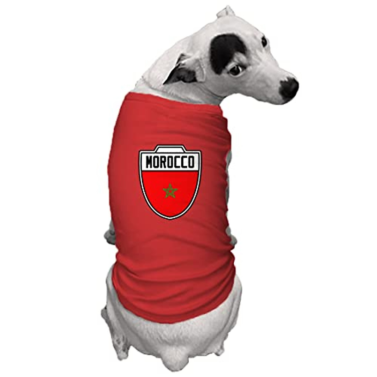 Morocco Soccer Crest - Country Futbol Dog Shirt (Red, Small)