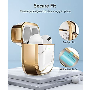 ESR Style Case Compatible with AirPods 3rd Generation (2021), Shockproof Protective Cover, Supports Wireless Charging, Stylish Case with Wrist Strap and Keychain Clip, Daydream Series, Marble