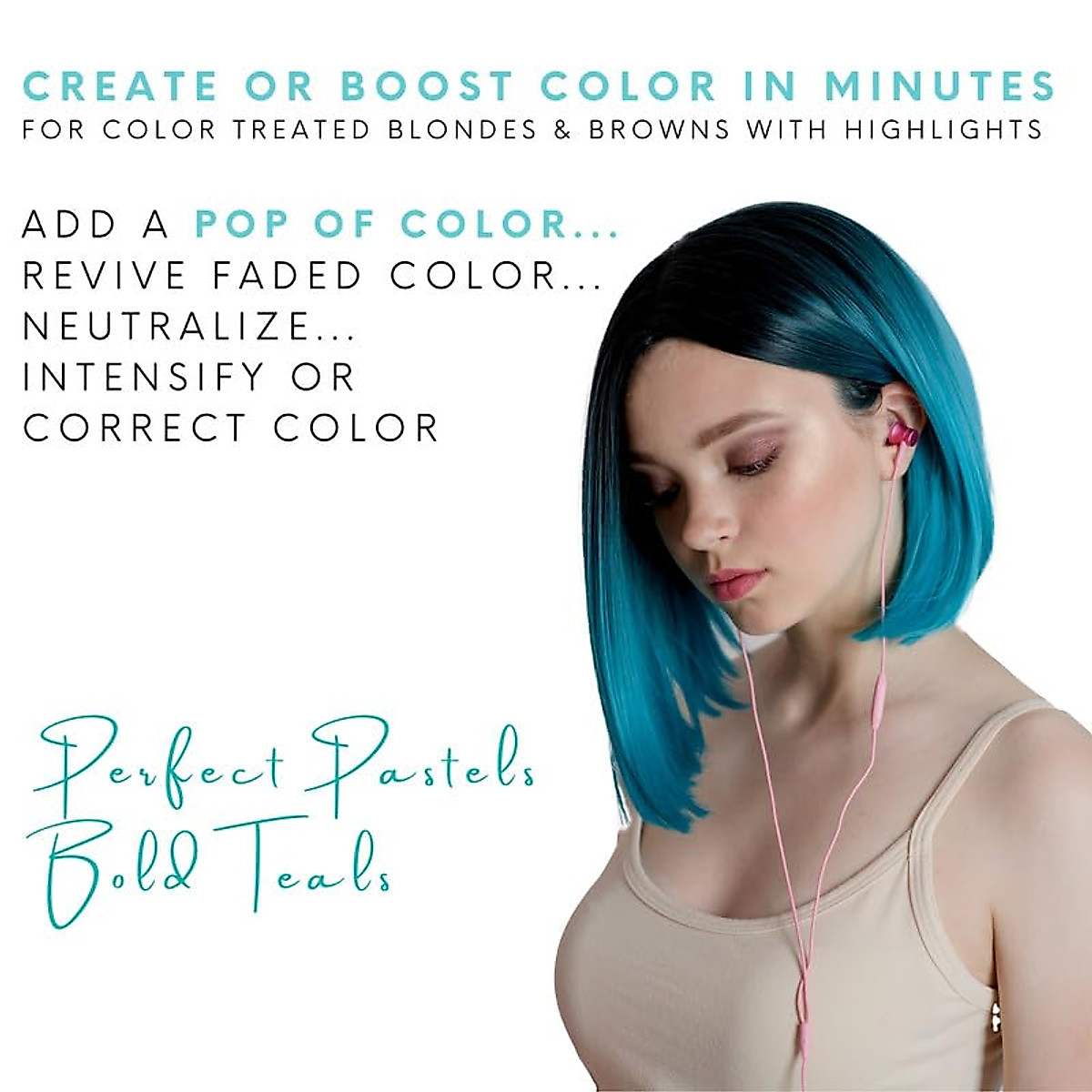 Watercolors INTENSE Semi Permanent Color Depositing Shampoo. Sulfate & Paraben Free to Maintain & Enhance Hair Color 8 fl oz - TEAL