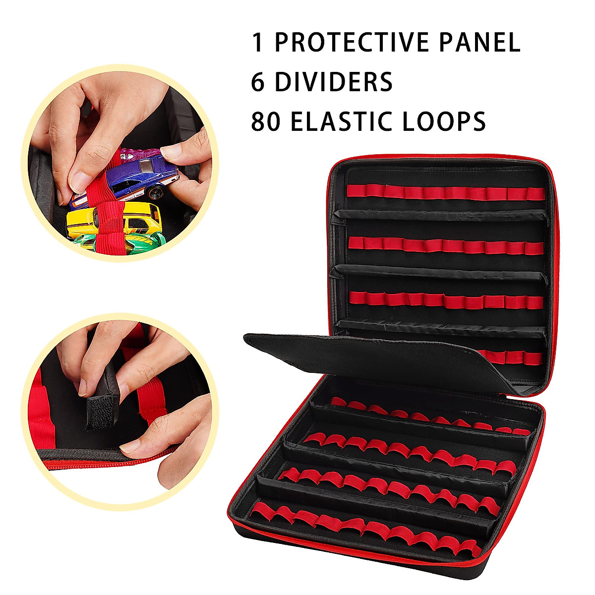 Qiteyz Toy Organizer Carrying Case Compatible with Hot Wheels Cars,Matchbox Cars,Portable Carrying Box Compatible with 80 Toy Cars.(Case Only)