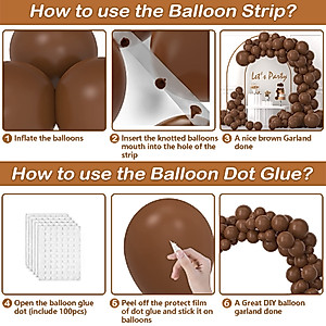 YAOWKY 100PCS Brown Balloons Different Sizes 18 12 10 5 Inches,Matte Coffee Brown Latex Balloons Garland Arch Kit with Glue Dot and Strip for Birthday Weddings Anniversary Graduation Party Decorations