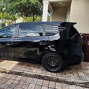 Zxiaochun 2PCS Rear Window American Flag Decals for Car SUV Trucks, Universal Back Side Window USA Flag Vinyl Sticker, Comes with Installation Tools, Matte Black (29" x 16")