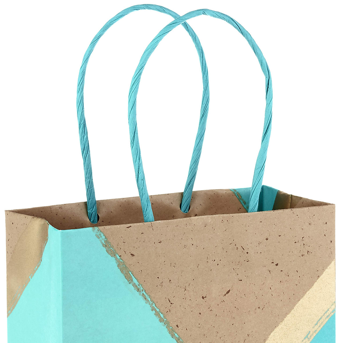 Hallmark 6" Small Paper Gift Bags (Pack of 8 - Kraft, Turquoise & Mint) for Christmas, Birthdays, Weddings, Mother's Day, Baby Showers, Bridal Showers, Care Packages, Any Occasion