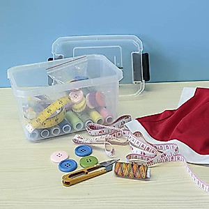 Teyyvn Plastic Mini Latch Box, Storage Bin with Locking Lids(Pack of 4, 2 L, Clear)