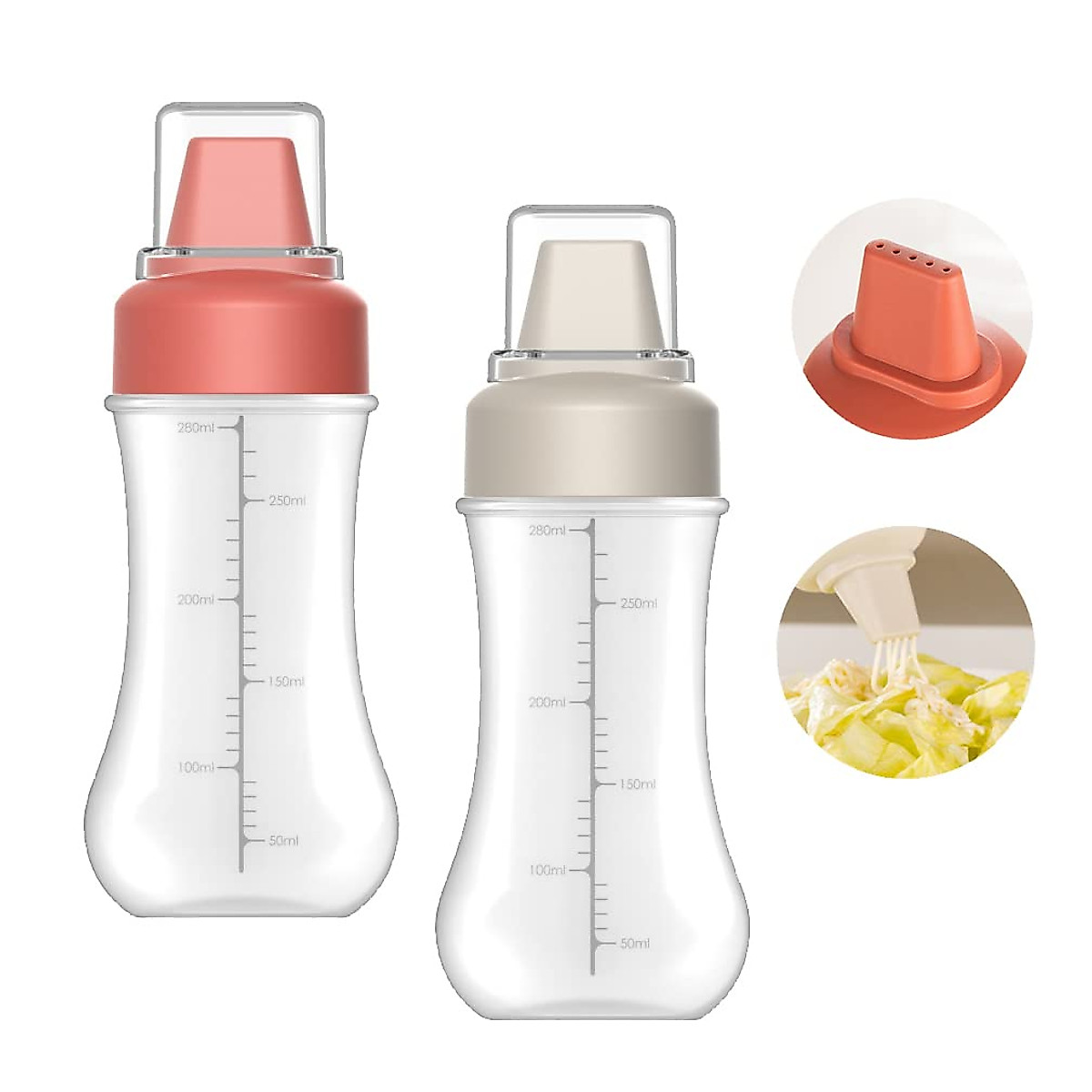 PROVIVID 2-Pack Porous Condiment Squeeze Bottles, Leak Proof Refillable Condiment Container with Lip, Salad Dressings,Top Dispensers for Ketchup Mustard Mayo Hot Sauces Oil Honey Syrup