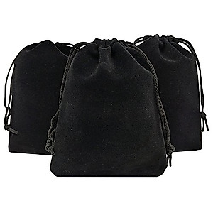 Ankirol 50pcs Velvet Drawstring Bags Jewelry Bags Pouches (Black, 4" X 4.7")