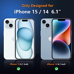 SPIDERCASE for iPhone 14 Case/iPhone 15 Case, [15 FT Military Grade Drop Protection] Magnetic [Crystal Clear] 2 Pack [Tempered Glass Screen Protectors+Camera Lens Protectors] Slim Case, Clear