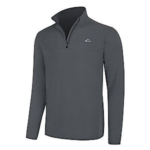 Willit Men's Fleece Golf Pullover Sweaters Quarter-Zip Hiking 1/4 Zip Thermal Jacket Lightweight Gray M