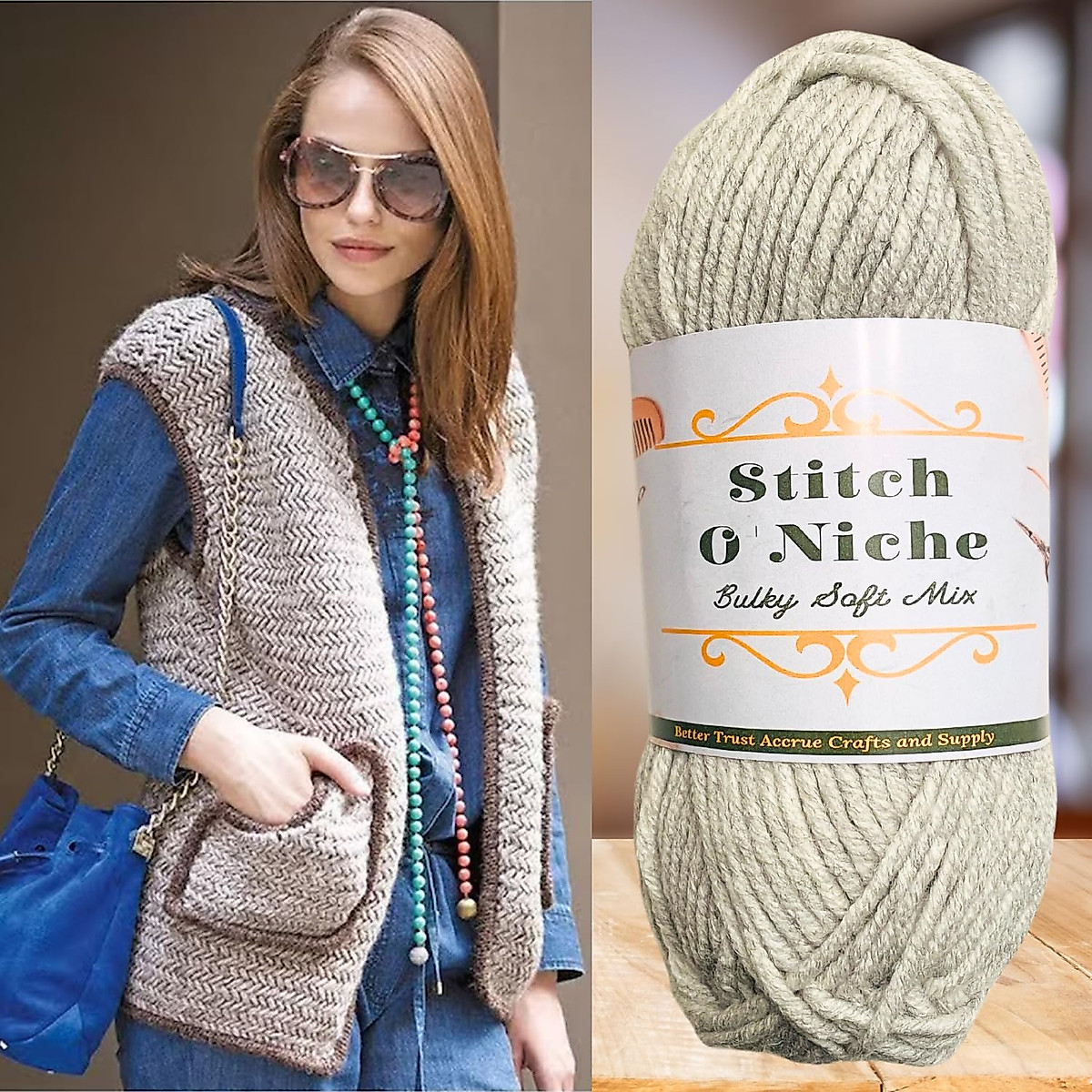 Stitch O'Niche Bulky Yarn for Crocheting /3.5oz 109yd -4 pk Bulky Yarn for Knitting - Size 5 Yarn - Bulky Weight Yarn - Yarn for Crocheting Blankets - Bulky Scarf Yarn (Plum Purple)