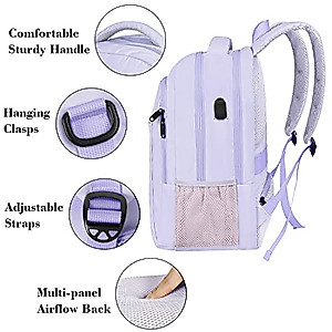 Laptop Backpack for Girls, 15.6 Inch Anti Theft College School Backpack for Women with USB Charging Port, Water Resistant Durble Students Bookbag Casual Daypack Travel Computer Work Bag Gift for Women