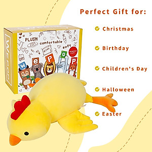 IdeaMeme Weighted Chick Plush, 24" 4.2 lbs Weighted Stuffed Animals, Cute Plushie Dolls Throw Pillow Birthday for Children Kids Adults