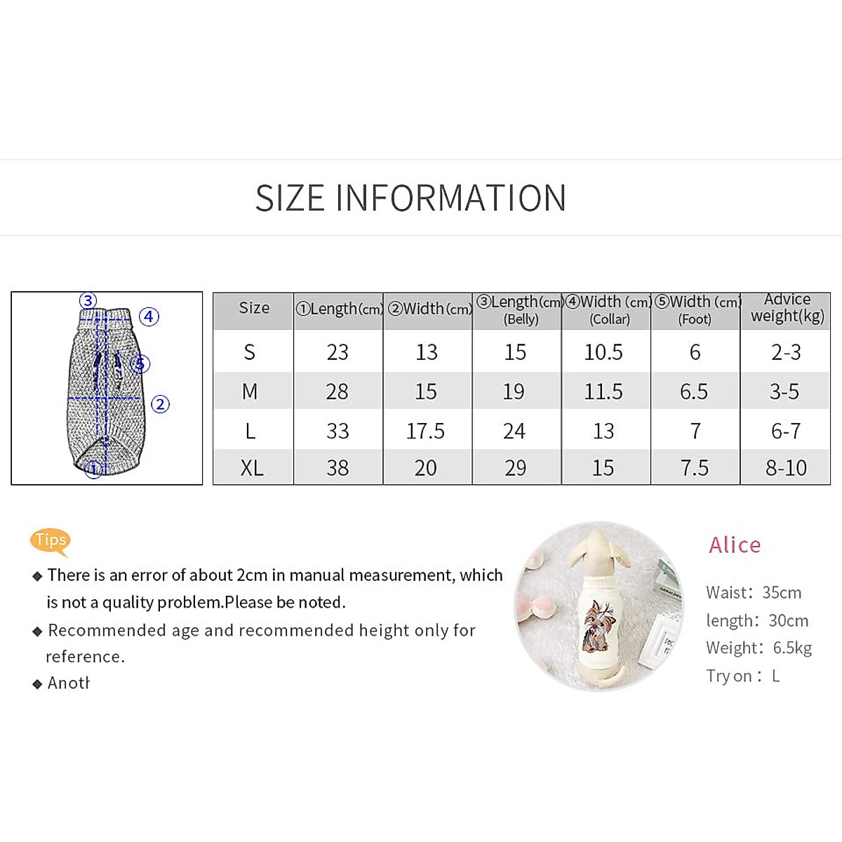 Neiwech Small Dogs Knitted Sweaters Medium Cats Soft Sweatshirts Pet Puppy Warm Winter Clothes Light Orchid Blue XL 82w590