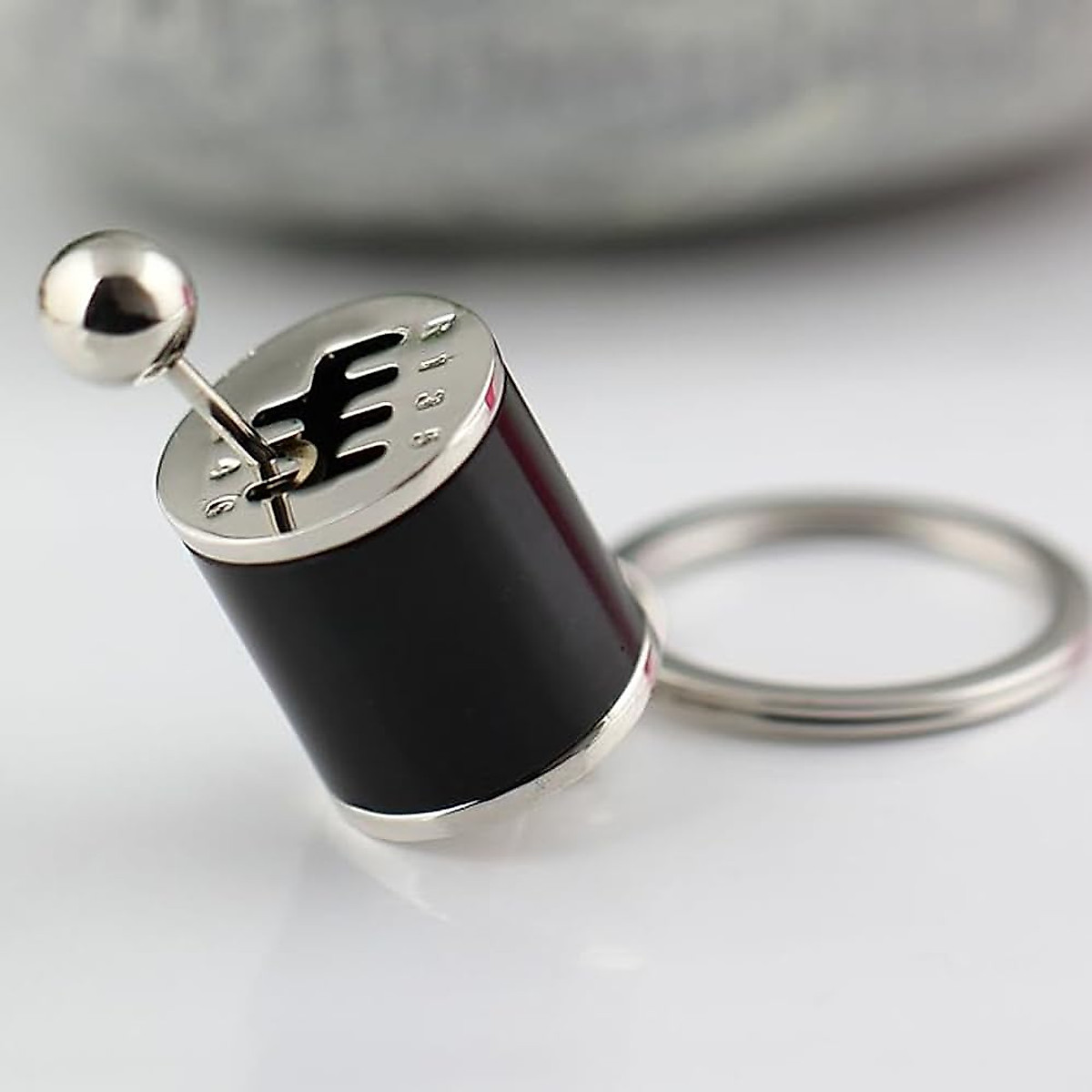 iJDMTOY Chrome Polished Alloy Metal Gear Box Shifter Shape Key Chain Ring Keychain
