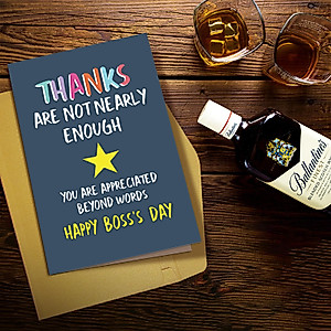 Supoeguk Boss Day Card for Mentor Leader Boss, Boss Thank You Card, Happy Boss's Day Card, Thanks Are Not Nearly Enough