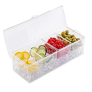 Tablecraft 10008 Bar Condiment Holder, Four - 1.5 Pint Inserts, Clear