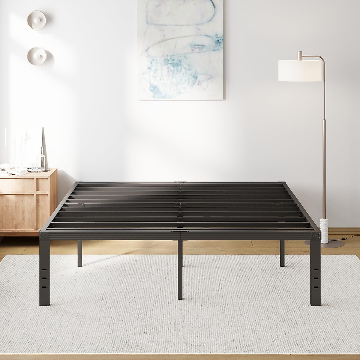 COMASACH 18 Inch Tall Metal Platform King Size Bed Frames with Maximum Storage, Anti-Slip Strengthen Support Mattress Foundation, Noise Free