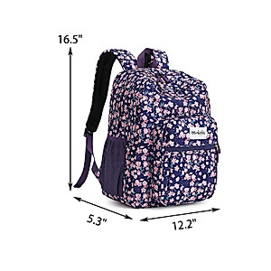 abshoo Womens Floral School Backpack For College Teen Girls Water Resistant Bookbag (Floral Purple)