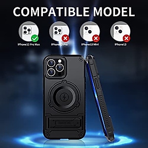 BIBERCAS iPhone 13 Pro Max Magsafe Case, Magnetic case 13 pro max with 3 Stand Way Kickstand,Support Wireless Charging,Military Grade Full Cover Protection, Iphone MagSafe Case for Men & Women (Black)