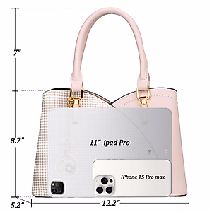 KKXIU Triple Compartments Purses and Handbags for Women Fashion Ladies Satchel Shoulder Top Handle Bag (1-Pink)