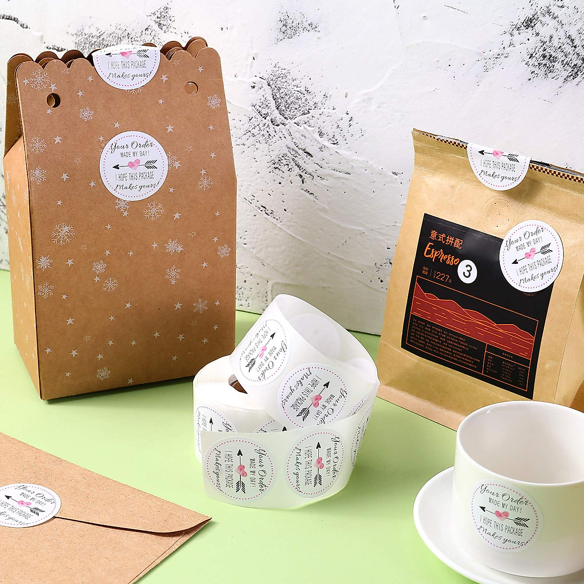 500 Pieces Your Order Made My Day Stickers Decorative Business Stickers Thank You Stickers Self-Adhesive Round Circle Thank You Label for Envelope Bag Seals Party Supplies (Red, 3.8 cm/ 1.5 Inch)