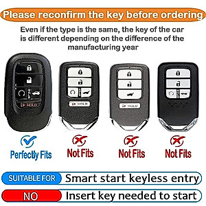 YJMOTOR for 2022 2023 Honda Civic CRV HRV Accord Remove Key Cover Compatible 4 Buttons Key Cover Genuine Leather Protector Shell Case with Keychain Accessories EX EX-L(Black)