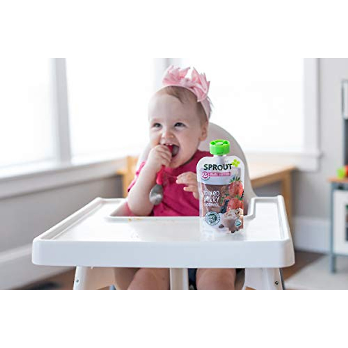 Sprout Organic Baby Food, Stage 2 Pouches, Fruit Veggie & Grain Blend, Mixed Berry Oatmeal, 3.5 Oz Purees (Pack of 6)