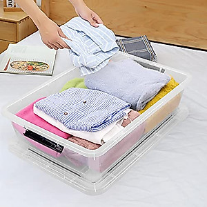 Gloreen 3-Packs Plastic Underbed Storage Bins with Lids, 40 Quart Latch Storage Box
