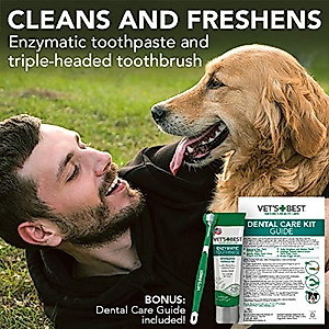 Vet’s Best Dog Toothbrush and Enzymatic Toothpaste Set | Teeth Cleaning and Fresh Breath Kit with Dental Care Guide | Vet Formulated