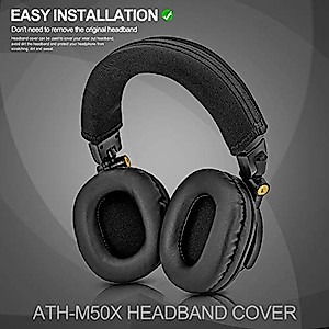 TRANSTEK ATH M50X Headband Cover - Also Compatible with ATH M50, M40X, M40, Cloud 2, Cloud Pro, Cloud Alpha, G PRO X, HS50, HS60, HS70 Headphones (Black)