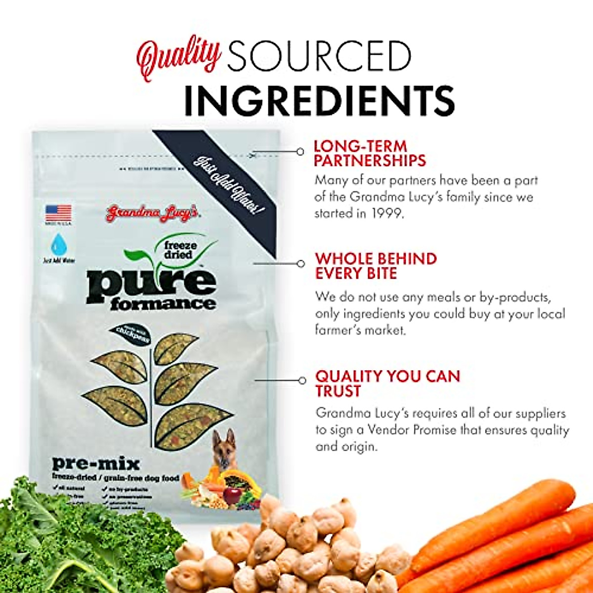 Grandma Lucy's PUREformance Pre-Mix Dog Food, Grain Free and Freeze-Dried - 3Lb Bag