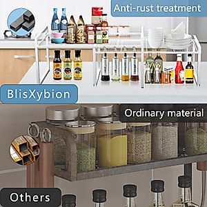 BlisXybion Set of 2 Kitchen Cabinet Organizer Shelf Stackable Sturdy Metal Counter Countertop Pantry Storage Rack