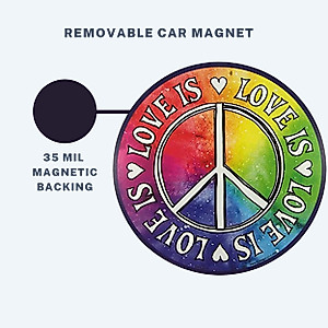 Inspirational Car Magnet Love is Love Peace Magnetic Decal for Locker or Fridge, 5 1/2 Inch