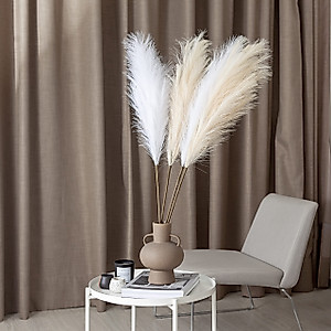 Stay Chic Artificial Faux Pampas Grass - 6 Stems 42 inch Length Fluffy Dry Tall Grass Pampas Plant, Silk Creamy Flower Bouquet for Home Kitchen Garden Party Photography Arrangement Vase Décor