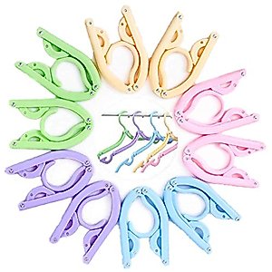 10pcs Colorful Travel Hangers. Portable Folding Clothes Hangers.Telescopic Travel Magic Portable Drying Rack for Travel Accessories