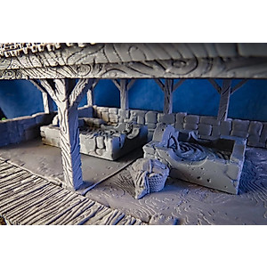 Washhouse and Woodcutter 28mm Scale Building for Medieval and Fantasy Village, DND Terrain 28mm for Dungeons and Dragons, D&D, Pathfinder, RPG, Age of Sigmar, Tabletop