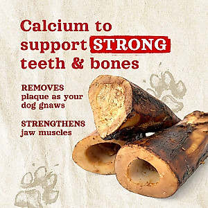 Natural Farm Dog Bones for Large Dogs (5-6 Inch, 2-Pack), 100% Beef Bone Marrow Dog Treats, High in Minerals & Vitamins, Grain-Free, Long-Lasting Bones Chews, Supports Dental Health