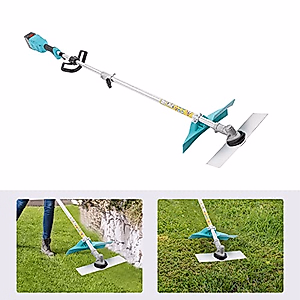 RustyVioum 1300W Electric Lithium Battery Lawn Trimmer, Portable Hand-held Shrub Orchard Pruning Machine, Cordless Garden Lawn Mower Strimmer Brushless Motor, Green