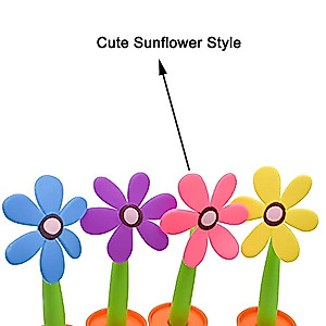 Maydahui 4PCS Flower Ballpoint Pens with Plant Pot Stand on Desk Set Blue Gel Ink Cute Creative Design Colorful for Student Party Valentine's Day