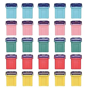 25 Pack Automotive Combination Low Profile JCase Assortment Fuse Kit Compatible for Ford Chevy GM Nissan Toyota Pickup Trucks Cars SUVs (20a 30a 40a 50a 60a Each 5 Pcs)